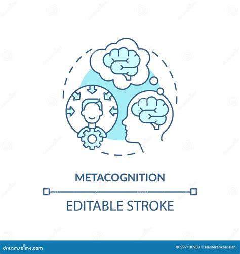 Thin Line Blue Icon Metacognition Concept Stock Vector Illustration