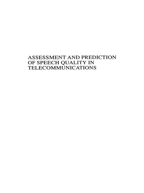 Assessment And Prediction Of Speech Quality In Telecommunications Pdf Decibel