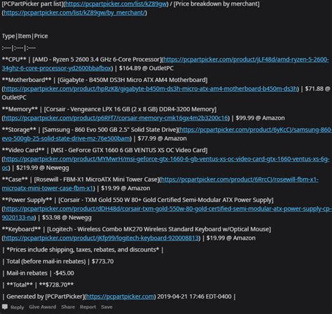 To All Please Switch To Markdown When You Re Posting A Pc Part