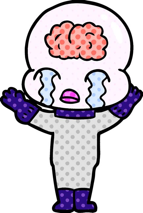 Cartoon Big Brain Alien Crying Drawing 47183615 Png