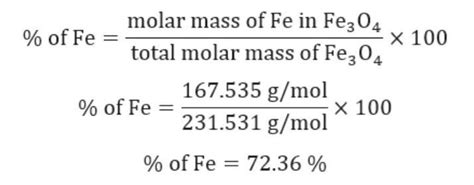For The Compound Fe3o4 Calculate Percentage Of Fe And O