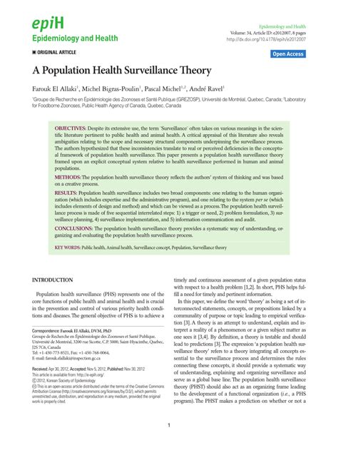 Pdf A Population Health Surveillance Theory