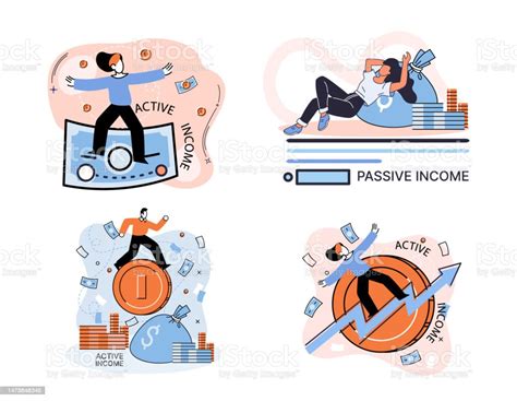 능동적 및 수동 소득 개념 투자를 통한 재정적 성장과 발전에 대한 아이디어 개념에 대한 스톡 벡터 아트 및 기타 이미지 개념 개체 그룹 경제 Istock