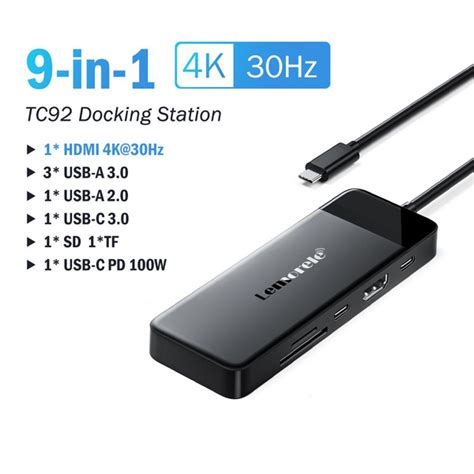 Lemorele 10 9in 1 Usb C Hub Type C Док станция Rj45 Pd 100 Вт Адаптер Usb 3 0 Концентратор