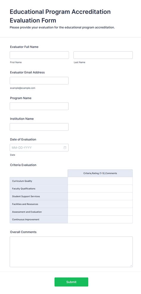 Educational Program Accreditation Evaluation Form Template Jotform
