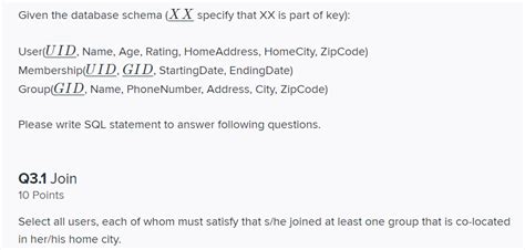 Solved Given The Database Schema XX Specify That XX Is Part Chegg
