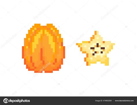 Pixel Art Carambola Vector Illustration Bit Retro Gaming Pixel Star