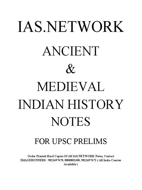 Ancient And Medieval Indian History Notes By Ias Network Pdf