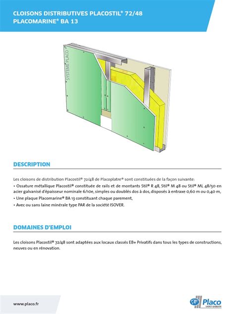 Cloisons Placostil® 7248 Fiche Technique Pdf
