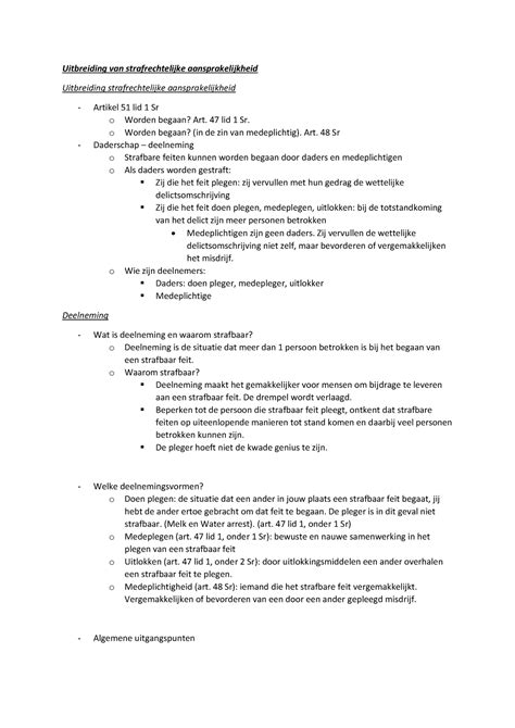 Inleiding Strafrecht Week 3 2 Uitbreiding Van Strafrechtelijke Aansprakelijkheid Uitbreiding