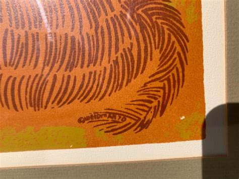 Two David Weidman Mid Century Modern 1970 Hand Screened Cat And Birds