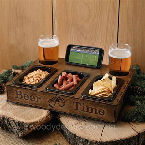 Пивний органайзер бокс для пива з тримачем для телефону на 3 ємності подарунок чоловіку