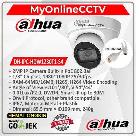 Jual DH IPC HDW T S S Dahua IP Camera CCTV Indoor MP PoE NON