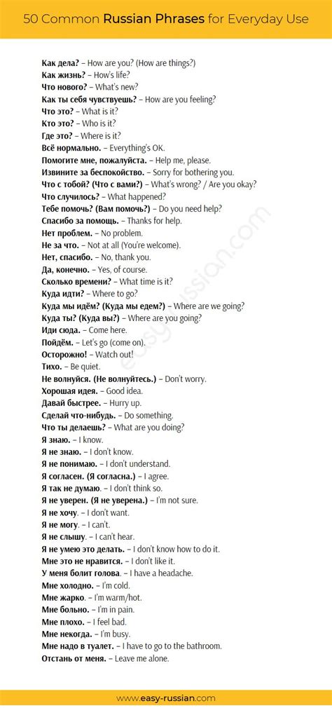 99 Useful Russian Phrases For Everyday Life Russian Vocabulary For