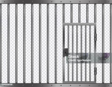 감옥에 문이 감옥 격자 자물쇠가있는 고립 된 감옥 금속 막대 프레임 벡터 3d 그림입니다 교도소에 대한 스톡 벡터 아트 및 기타