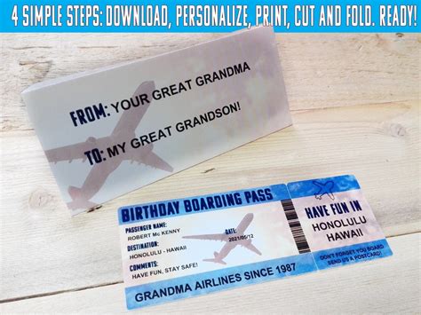 Editable Boarding Pass Envelope Template Surprise Fake Etsy
