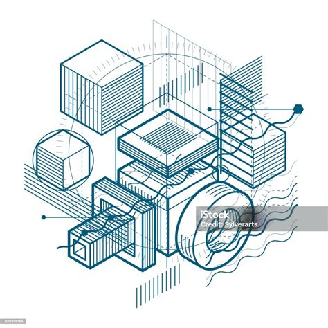 선 및 다른 요소 벡터 추상 배경의 아이소메트릭 추상화 큐브 육각형 사각형 사각형 및 다른 추상적인 성분의 구성 0명에 대한 스톡 벡터 아트 및 기타 이미지 Istock