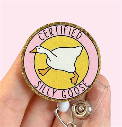 Silly Goose Badge Reel Funny Badge Reel Goose Magnet Badge Clip