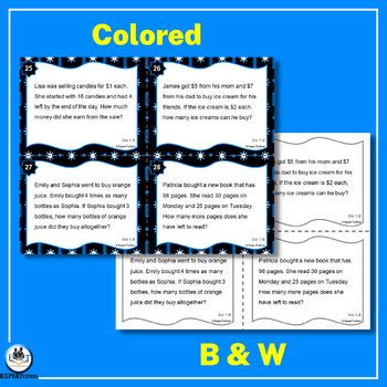 Multi Step Word Problem All Operations Task Cards Two Step Word Problems Set 1