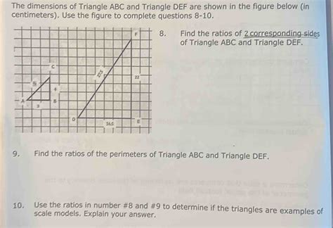 Solved The Dimensions Of Triangle Abc And Triangle Def Are Shown In