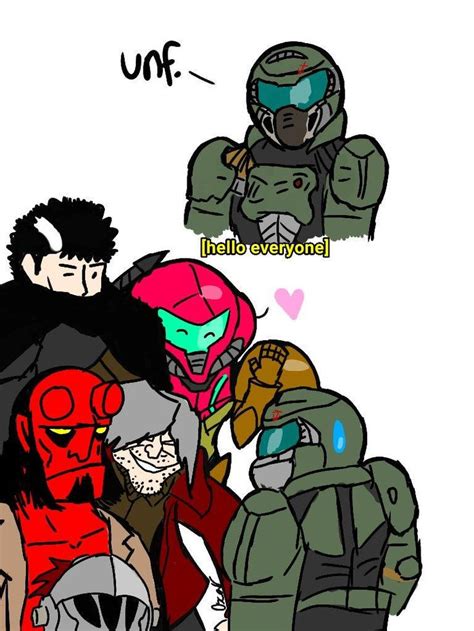 Doomguy Meets Everyone Crossover Doom Videogame Doom Game Gaming