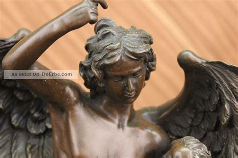 Nackter Schutzengel Art Nouveau Mythische Figur Bronze Skulptur Marmor
