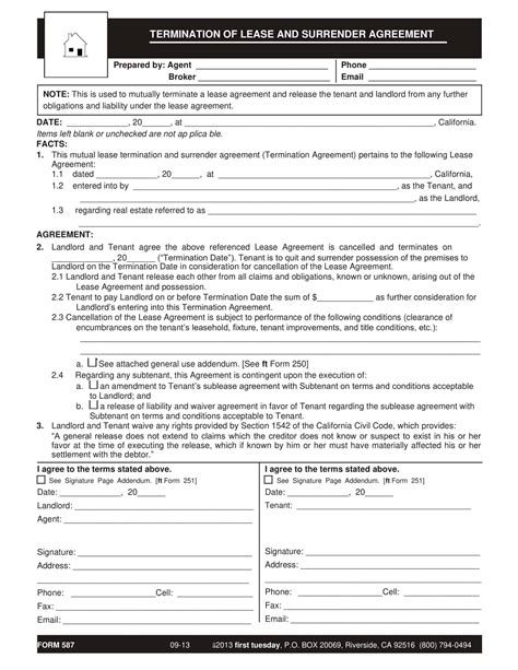 Free Printable Lease Termination Letter Templates Tenant Landlord Word