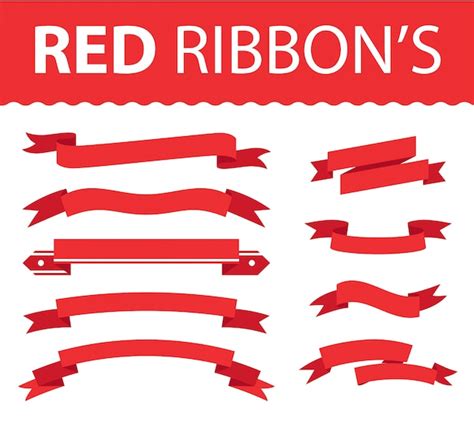 Conjunto De Cinta Roja Vector Premium