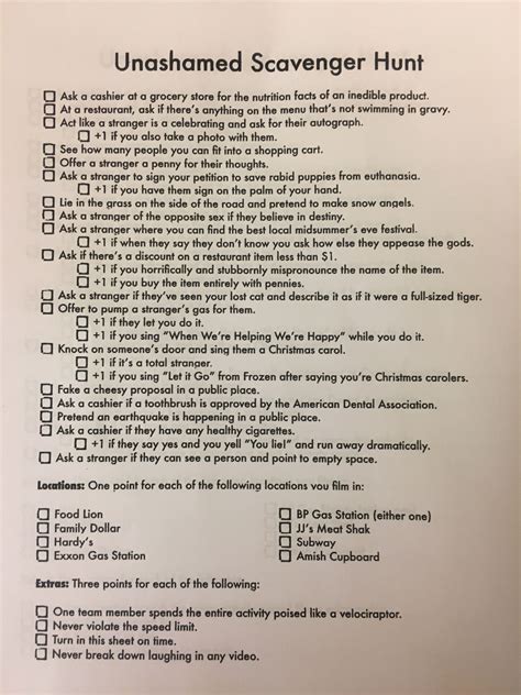 Hilarious Scavenger Hunt Ideas