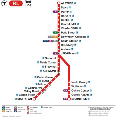2025 Mbta Red Line Map Station Wall Panel Format Mbtats
