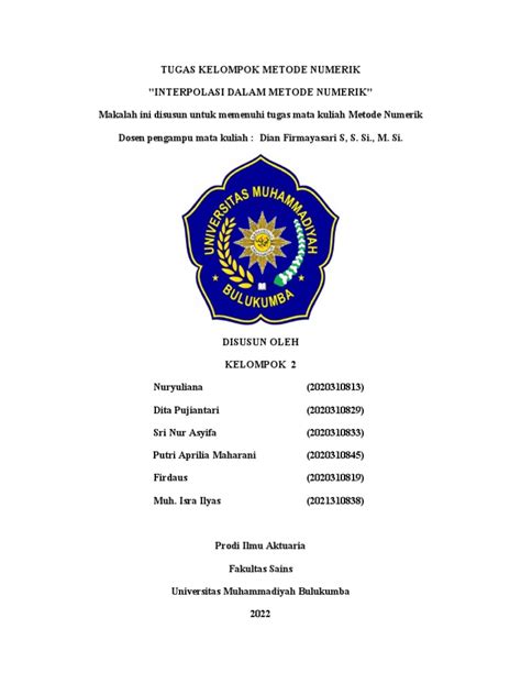 Tugas Kelompok 2 Metode Numerik Pdf