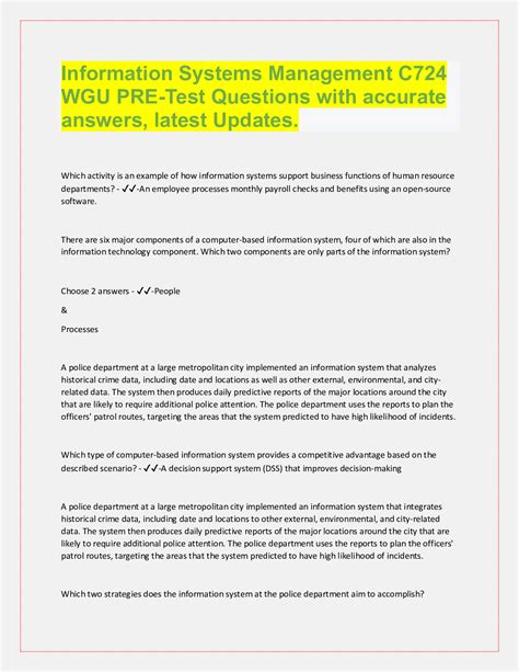 WGU Information Systems Management C724 Module 1 Browsegrades