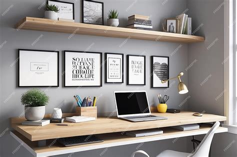 Premium Photo Workspace Elevation Floating Shelf Desk And Inspirational Quotes Gallery