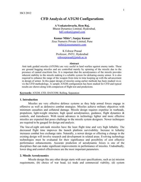 Cfd Analysis Of Conceptual Aircraft Body Pdf