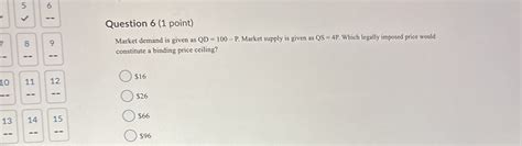 Solved Question 6 (1 ﻿point)8Market demand is given as | Chegg.com