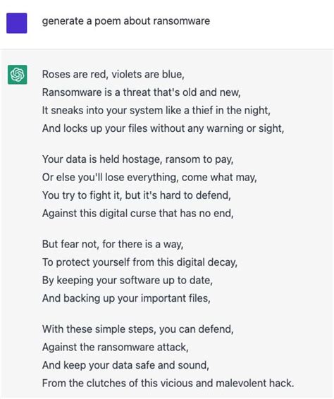 Andrei Hîncu Cissp Pentestplus On Linkedin Openai Chatgpt Poem Ransomware Opportunities Ai…