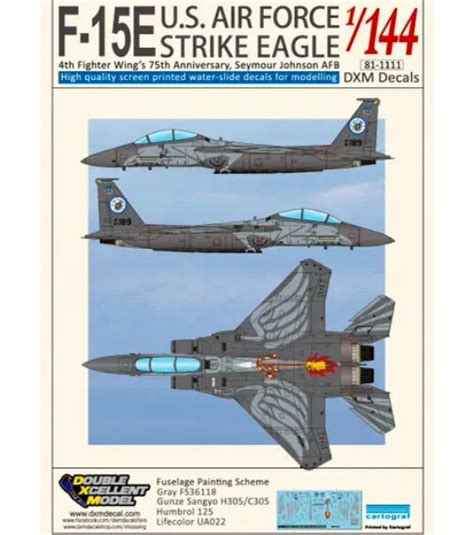 Dxm Decals For 1144 Usaf F 15e Strike Eagle 4fws 75th Anniversary Sj