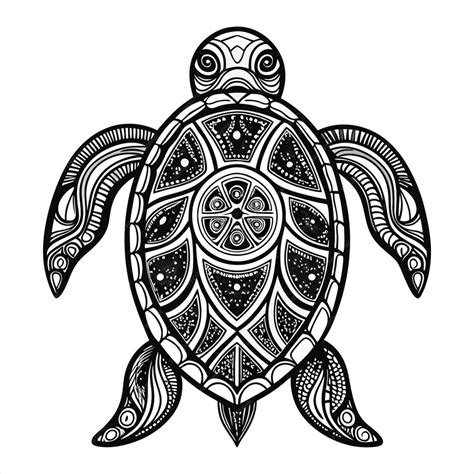 Beautiful Turtle Mandala Arts Isolated On White Background Premium Ai Generated Vector