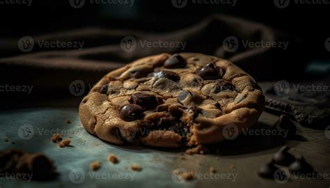 Rustic Chocolate Chip Cookie Stack Ready To Indulge Generated By Ai