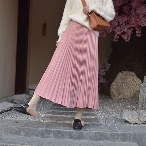2018 Winter Skirts Fashion Brand A Line Women Long Pleated Skirts High