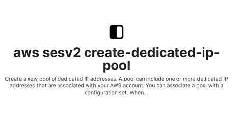 Aws Sesv2 Create Dedicated Ip Pool Fig