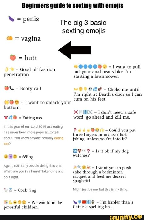 Big 3 Basic Sexting Emojis The Vagina Butt Good Ol Fashion Penetration Booty Call 1 Want To