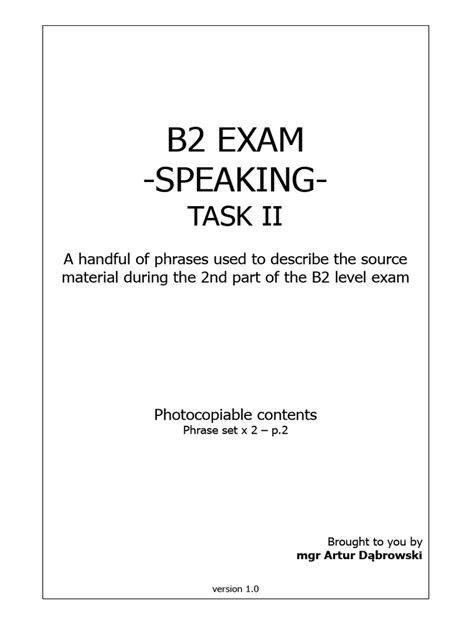 Exam Speaking Part 2 Phrase Set Version Pdf