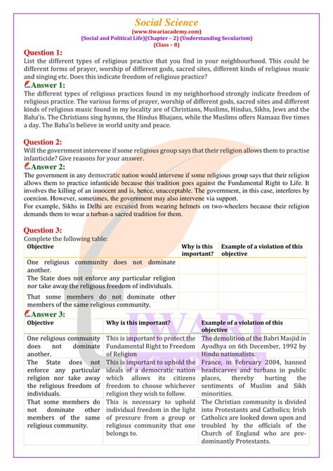 Understanding Secularism Class 8
