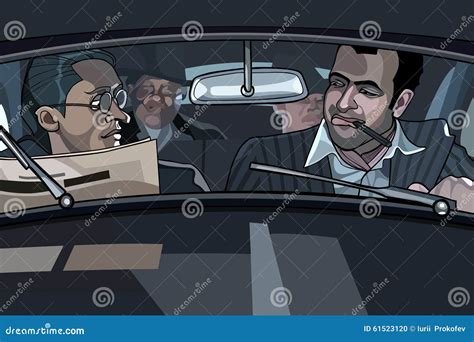 汽车的动画片男性匪徒 向量例证 插画 包括有 衣物 经典 方式 匪徒 犯罪 豪华 汽车 黑手党 61523120