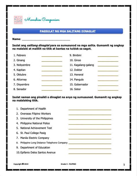 Mga Bahagi Ng Pangungusap Worksheet Grade 5 Desabahagi