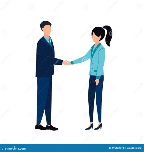 Vector Illustration Of A Man And A Woman Shaking Hands Handshake Of