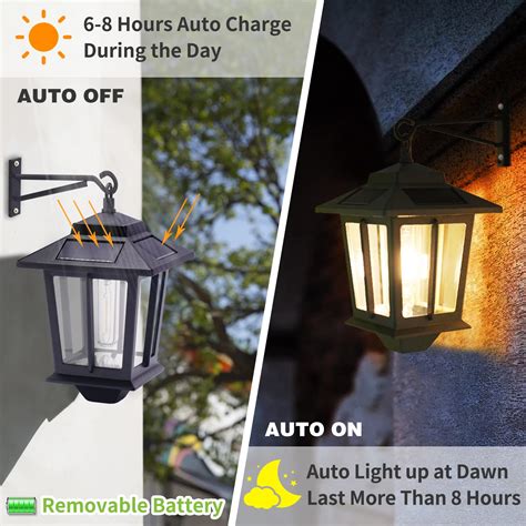 Pasamic 2 Pack Solar Wall Lanterns With 4 Solar Panels Dusk To Dawn