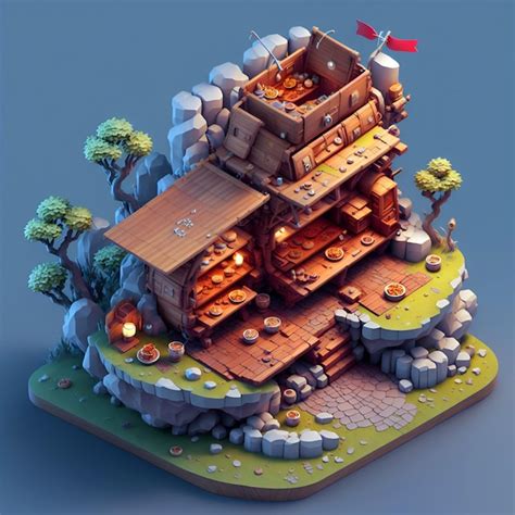 Premium Photo Flying Island Game Elements Floating Island Game Icon