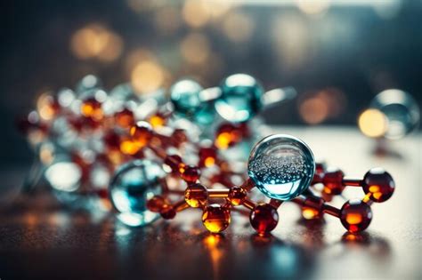 Premium Ai Image Metallic Model Of Molecular Structure On Mirrored Background